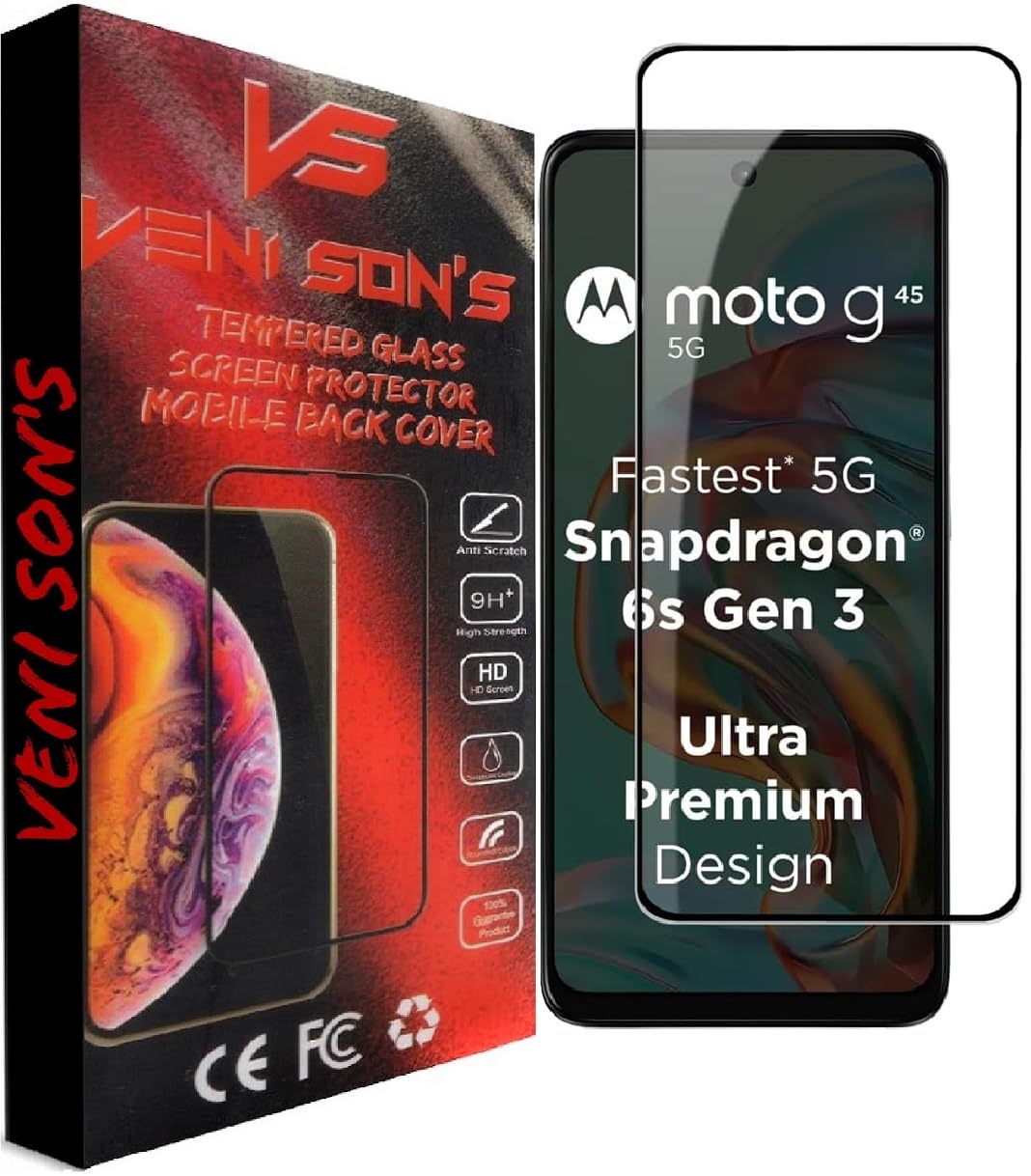 VENI SON'S HD Scratch, Tear Resistant Edge to Edge Tempered Glass ...