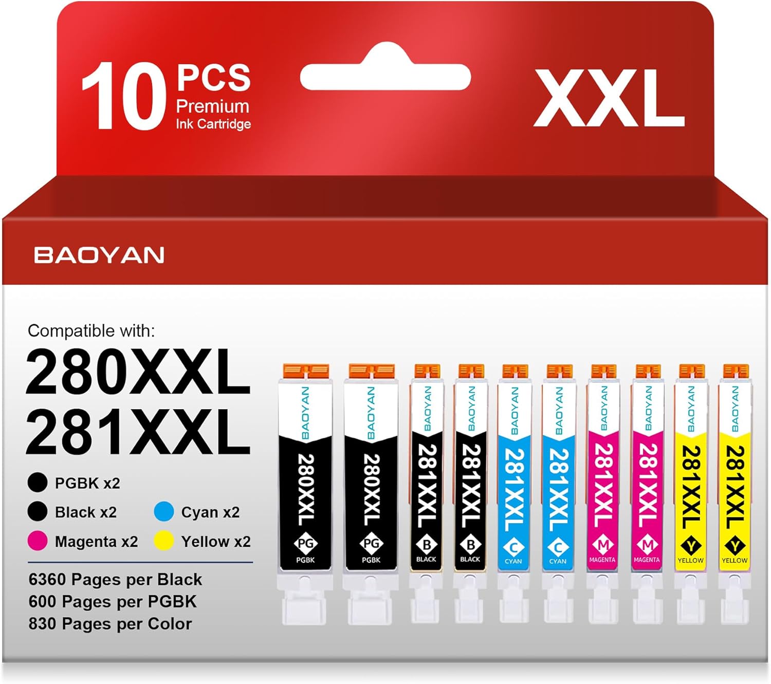 Amazon.com: 10 Pack PGI-280XXL/CLI-281XXL Replacement for Canon 281 Ink ...