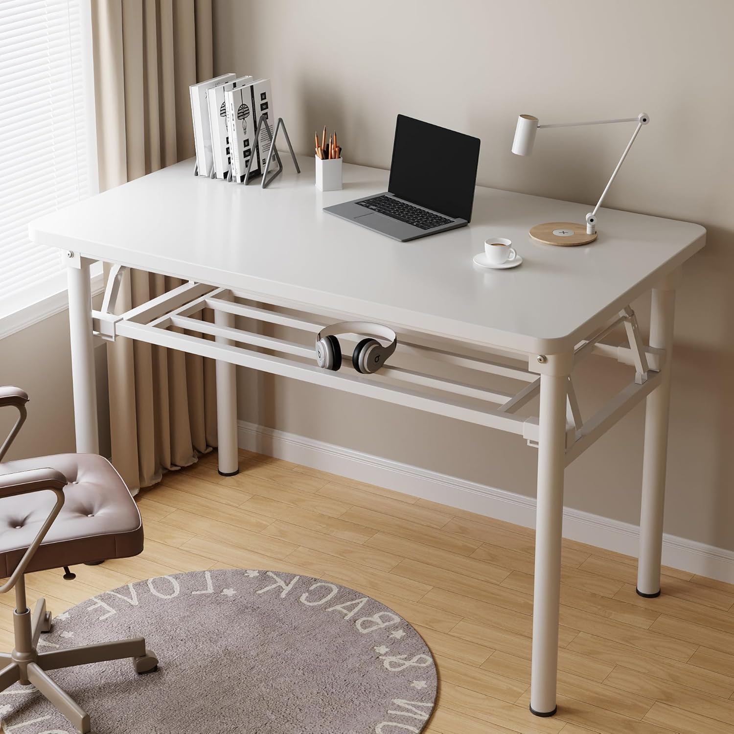 sooyinpaint Folding Desk, White Computer Desk, Home Office Study ...