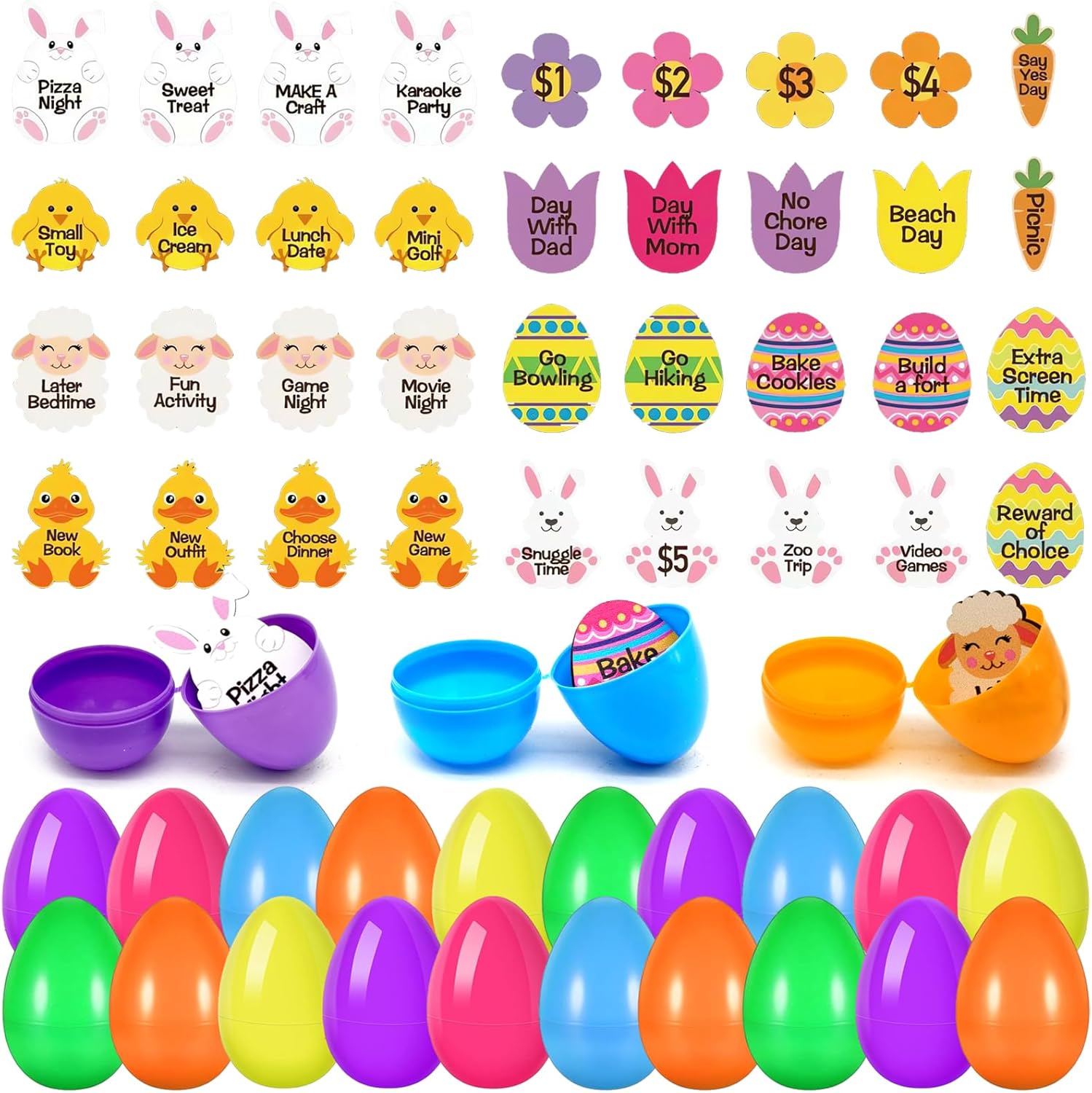 Amazon.com: 36 Pcs Easter Egg Tokens Easter Wooden Reward Tokens Easter ...