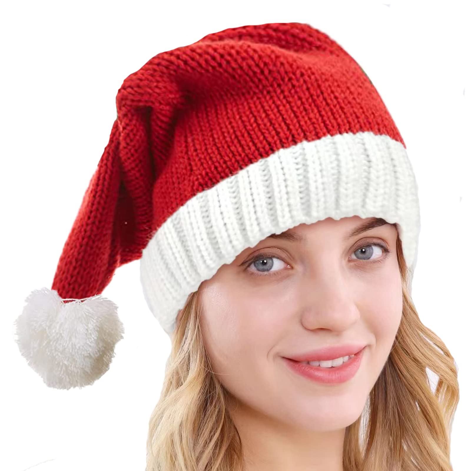 eyigylyo Knitted Santa Hat for Women, Men Christmas Hat Knit Winter ...