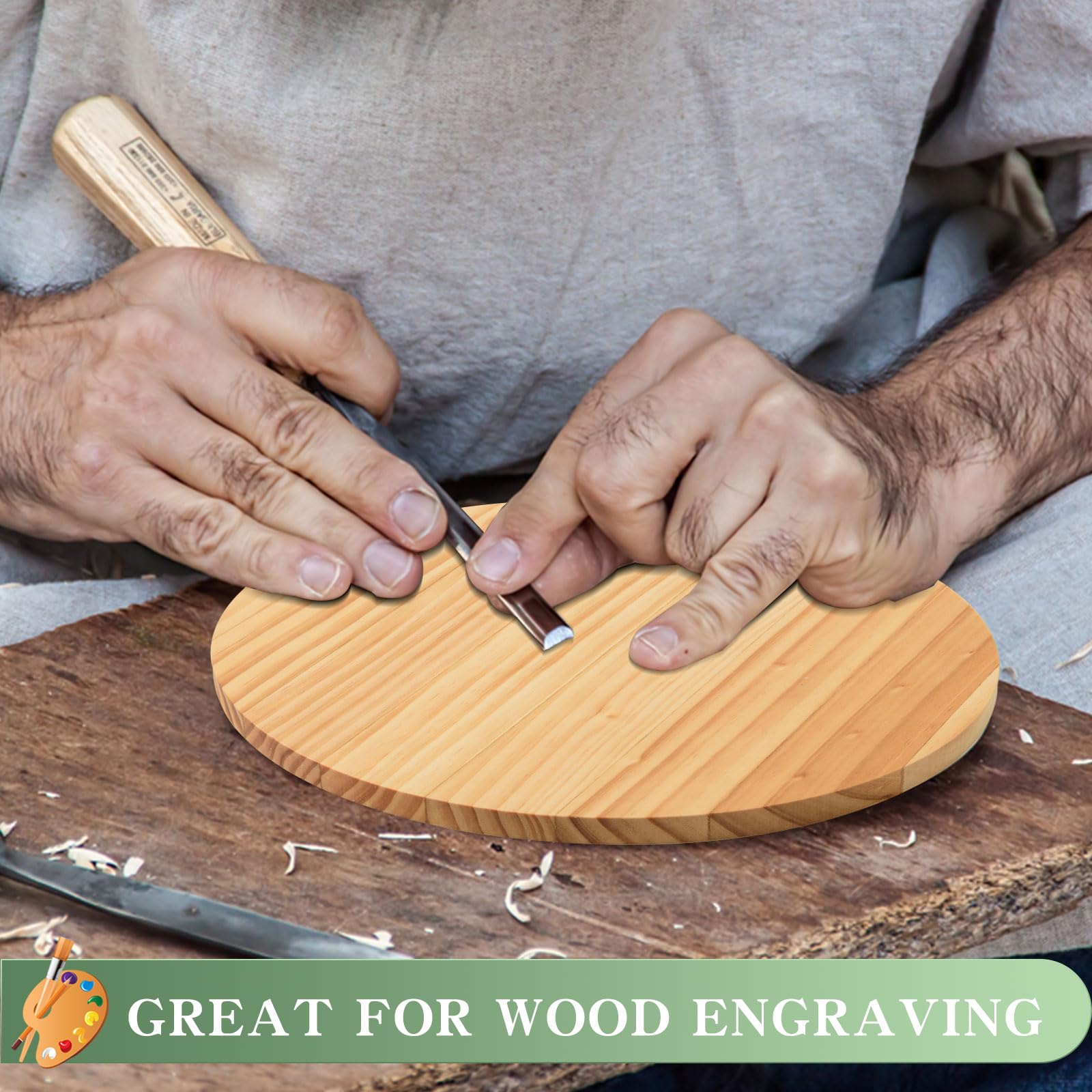 Snapklik.com : AWIZOM 4 Pack 12 Inch Round Pine Wood Circle Plaques ...