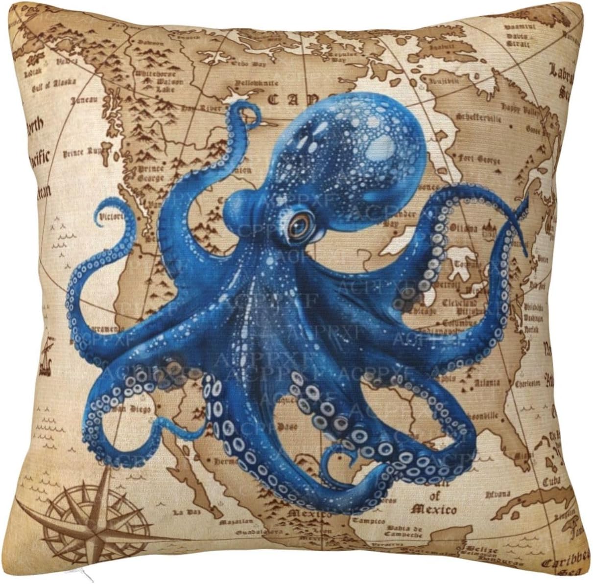 Amazon.com: ACPPXF Vintage Octopus World Map Throw Pillow Cover 18 X 18 ...