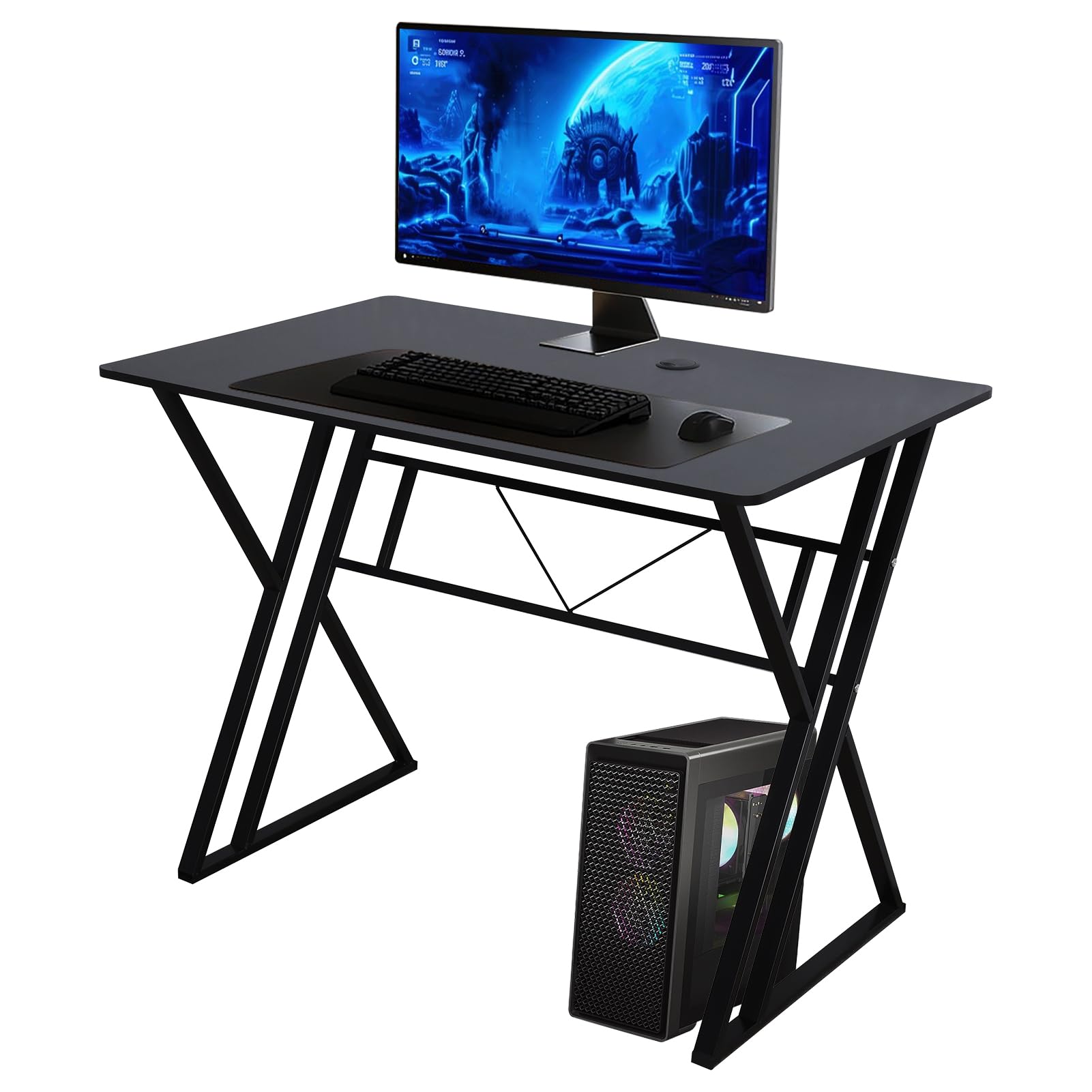 Amazon.com: cdar Gaming Desk, Computer Gamer Desk with Dual K-Shaped ...