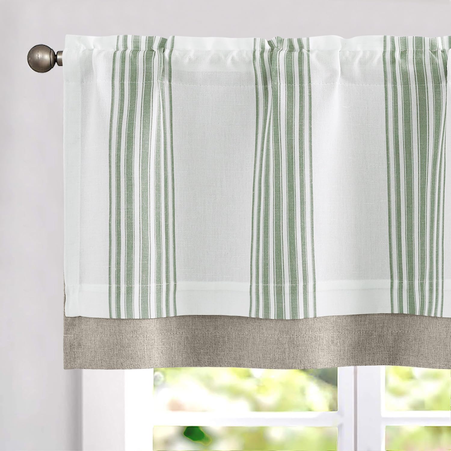 Amazon.com: jinchan Linen Valance Curtain Farmhouse Striped Small ...
