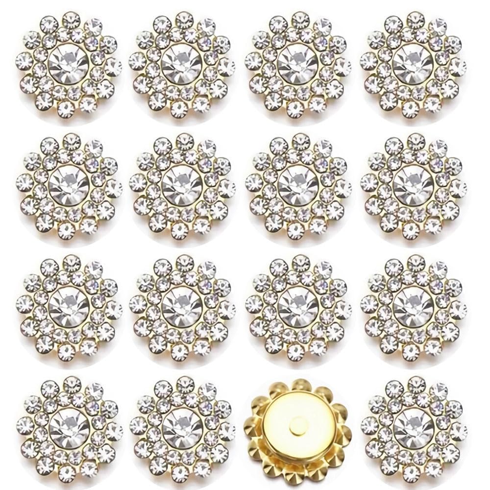Amazon.com: 100PCS 14MM Sew on Rhinestones Gems, Flower Gold Claw ...