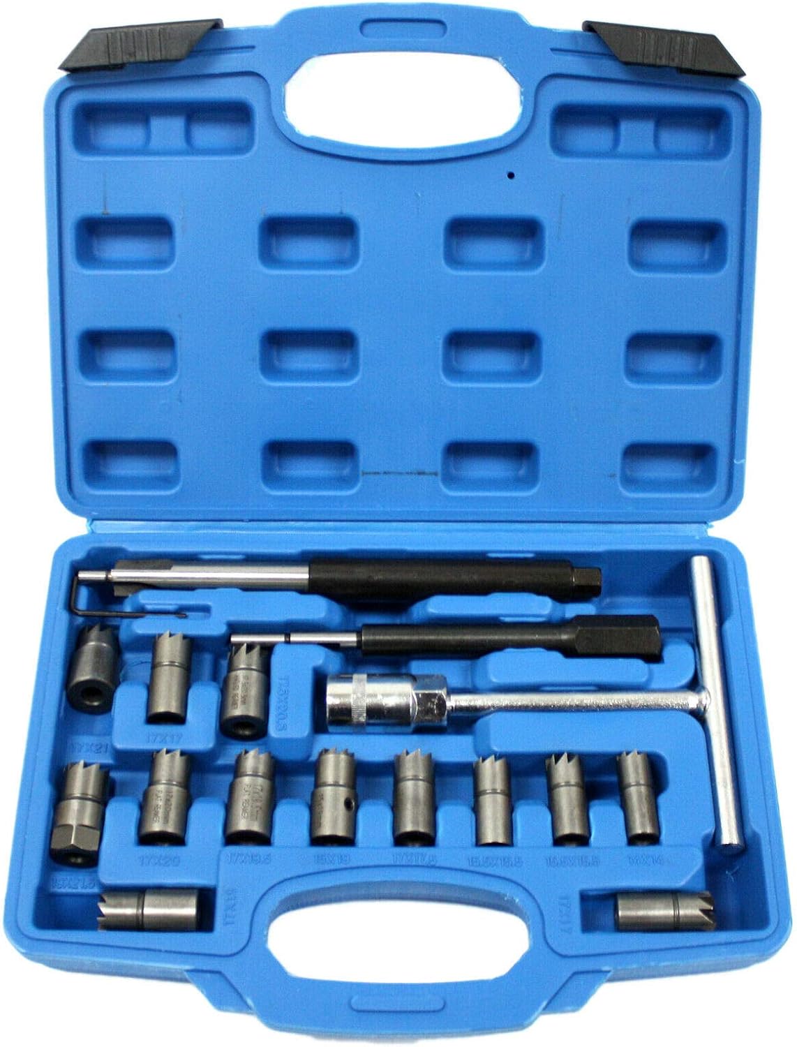 17pc Diesel Injector Seat Cutter Cleaner Injector Re-Face Reamer Tools ...