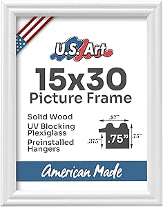 Amazon.com: US Art Frames 15x30 Traditional Style White Thin 0.75 Inch ...