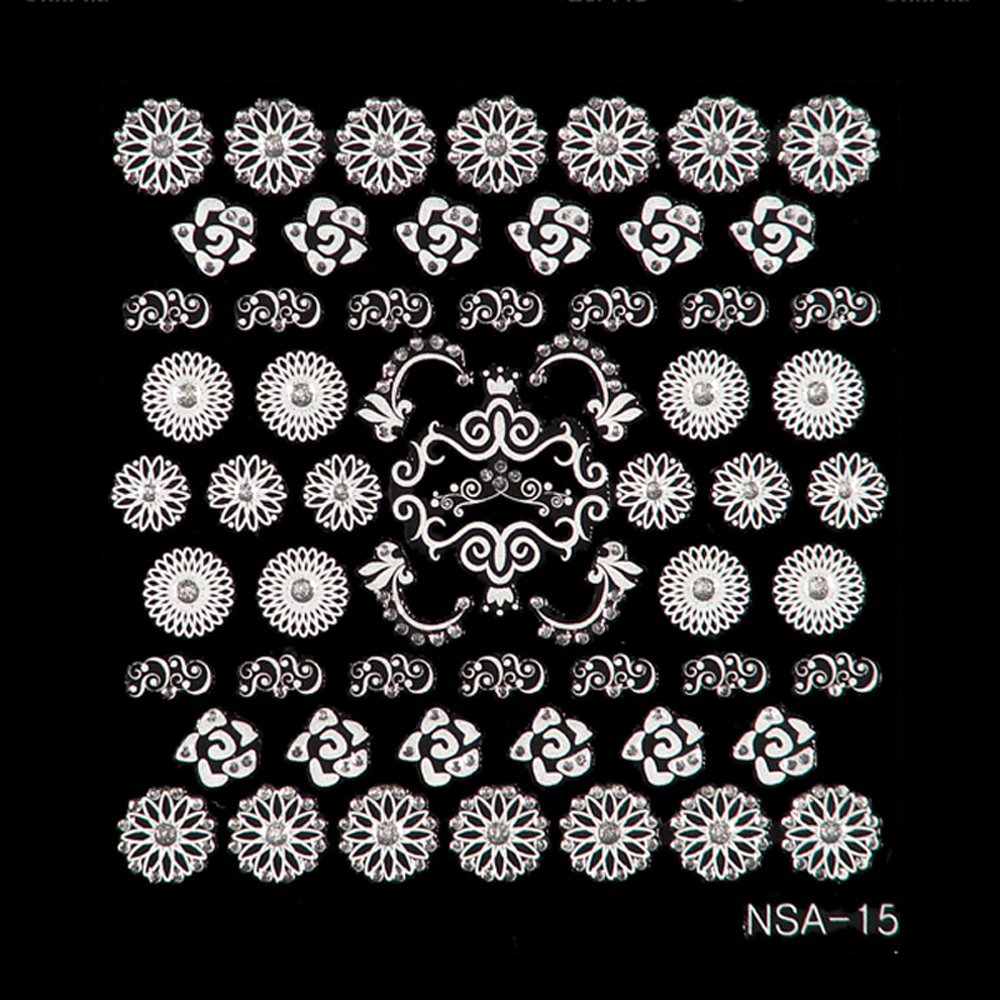 Amazon.com: MODAL Nail-Art Sticker Floral Design NSA-15-W : Beauty ...
