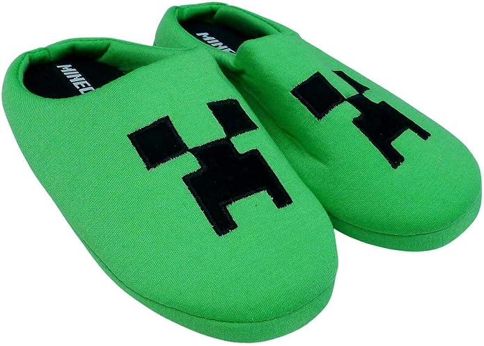 Creeper Boys Slippers, Unisex Kids Green Gaming Theme Mules Shoes, Slip ...