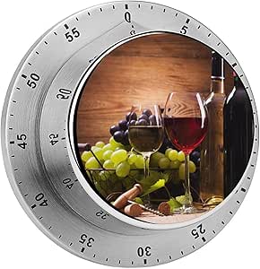 Amazon.com: White Red Wine Glasses Grapes Wooden Timer Mechanical Timer ...