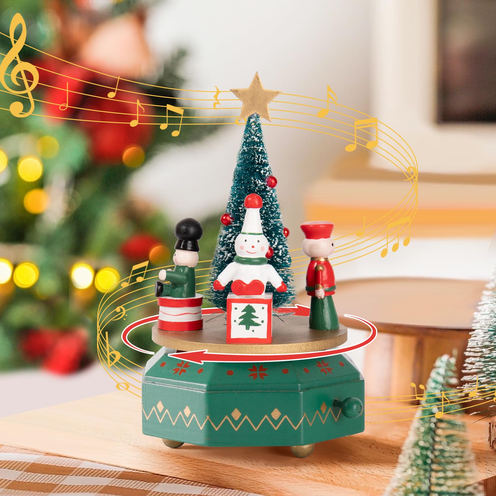 Amazon.com: peafowl Christmas Music Box, Christmas Eve Christmas Wooden ...