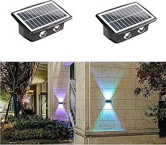 ASLIDECOR Solar Light Up Down 2 Pack, 4 Led Solar Wall Lights Accent ...