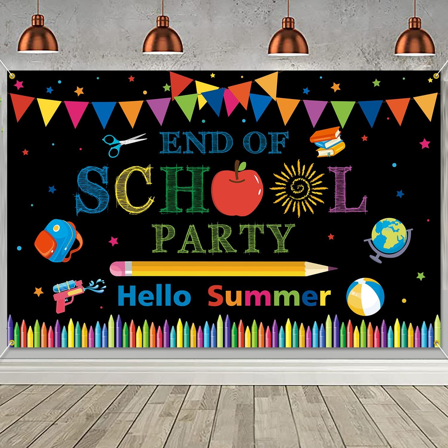 Amazon.com : PTFNY End of School Party Backdrop Banner End of School ...
