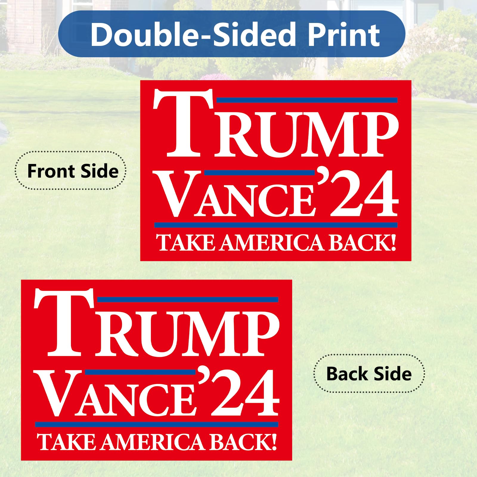 Snapklik.com : Probsin Trump Vance 2024 Yard Sign Double Sided 16" X 24 ...