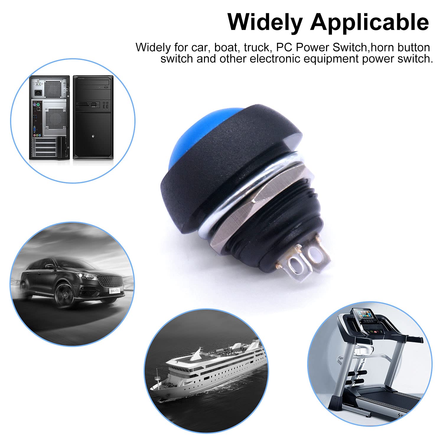 Snapklik.com : Twidec/6Pcs 12mm Momentary Push Button Switch 1/2 Mounting Hole On Off Mini Round ...