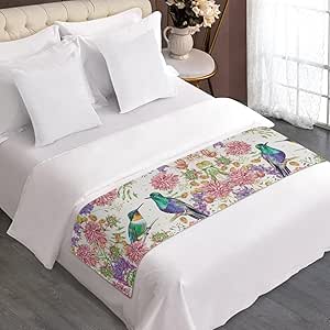 Amazon.com: FUIBENG Hummingbird Flower Bed Runner Table Runner Home ...