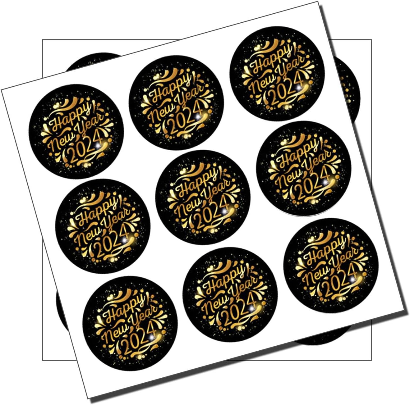 Amazon.com: Lucleag Happy New Year Stickers, Black and Gold Happy New ...