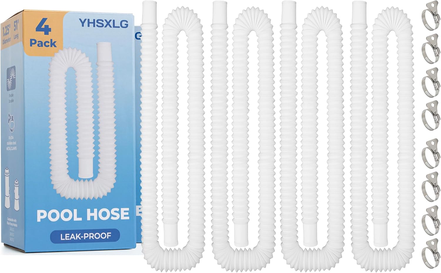 Amazon.com : Pool Hoses for Above Ground Pools, 1.25 x 51 Inch Hose for ...