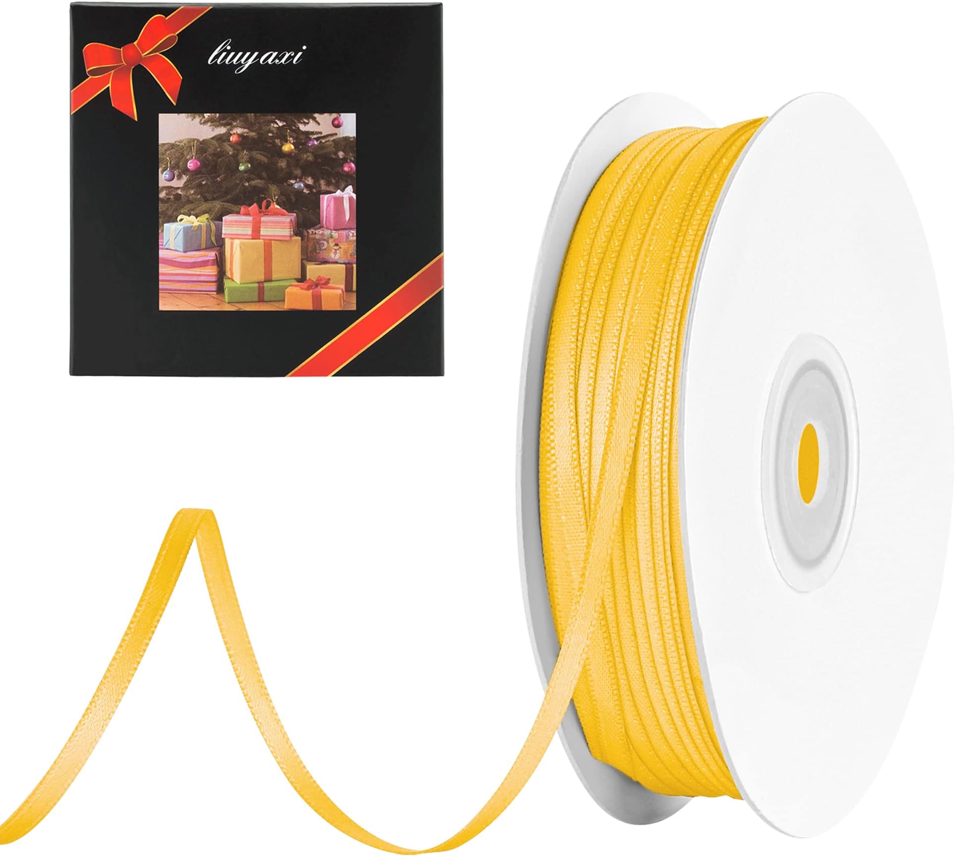 Amazon.com: Capesaro Yellow Ribbon - Solid Color Thin Satin Ribbon,1/8 ...