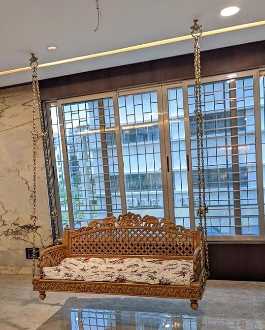 Kalaateet 4 Feet Teak Wooden Royal Carving Swing for Adults/Wooden ...