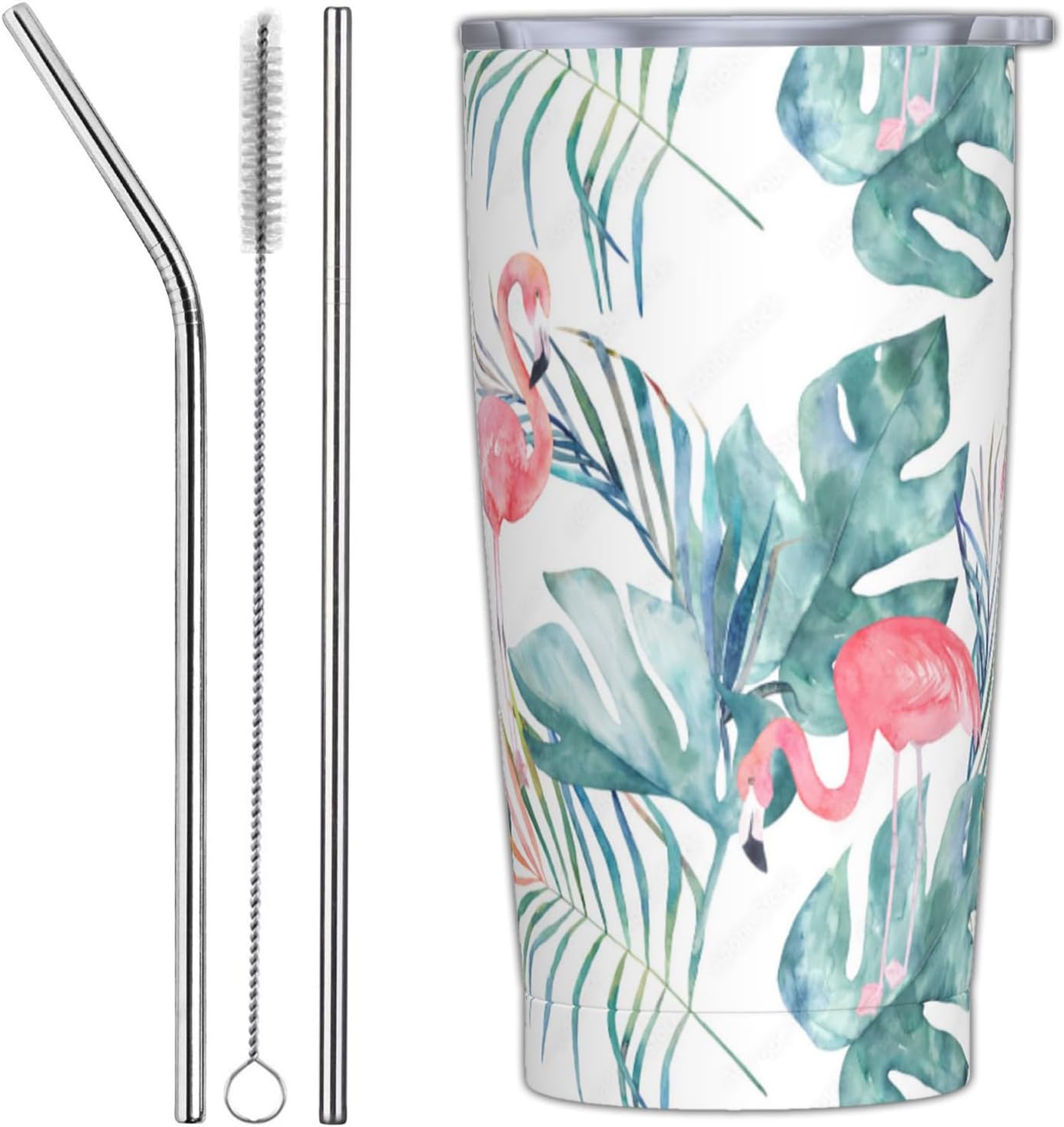 Amazon.com: Flamingo Tumbler with Lid and Straw, 20 Oz Stainless Cup ...