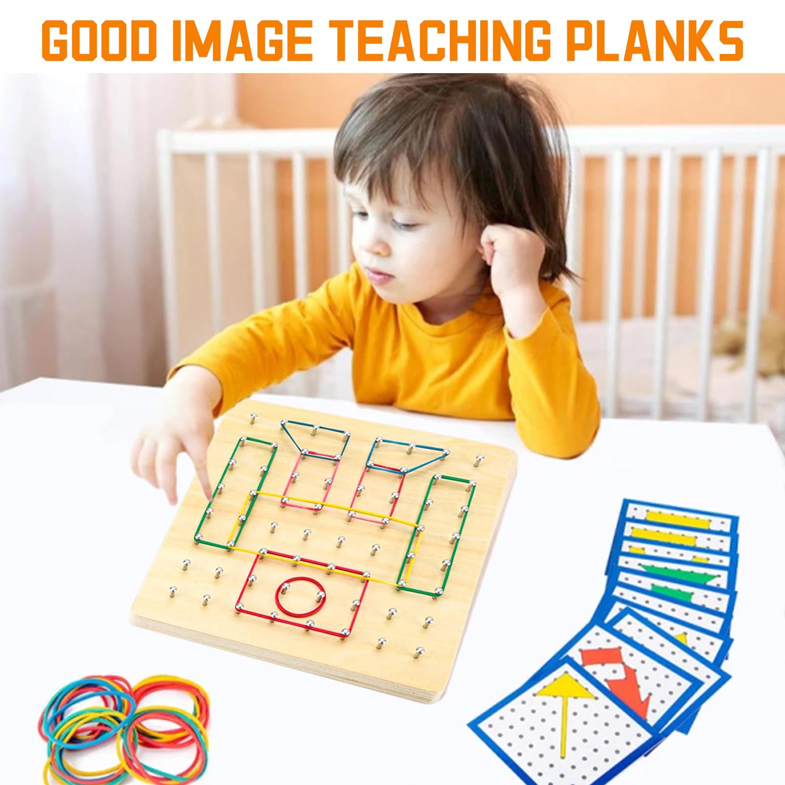 Wooden Geoboard Montessori Array Block Geo Board Toys Matrix 8*8 ...