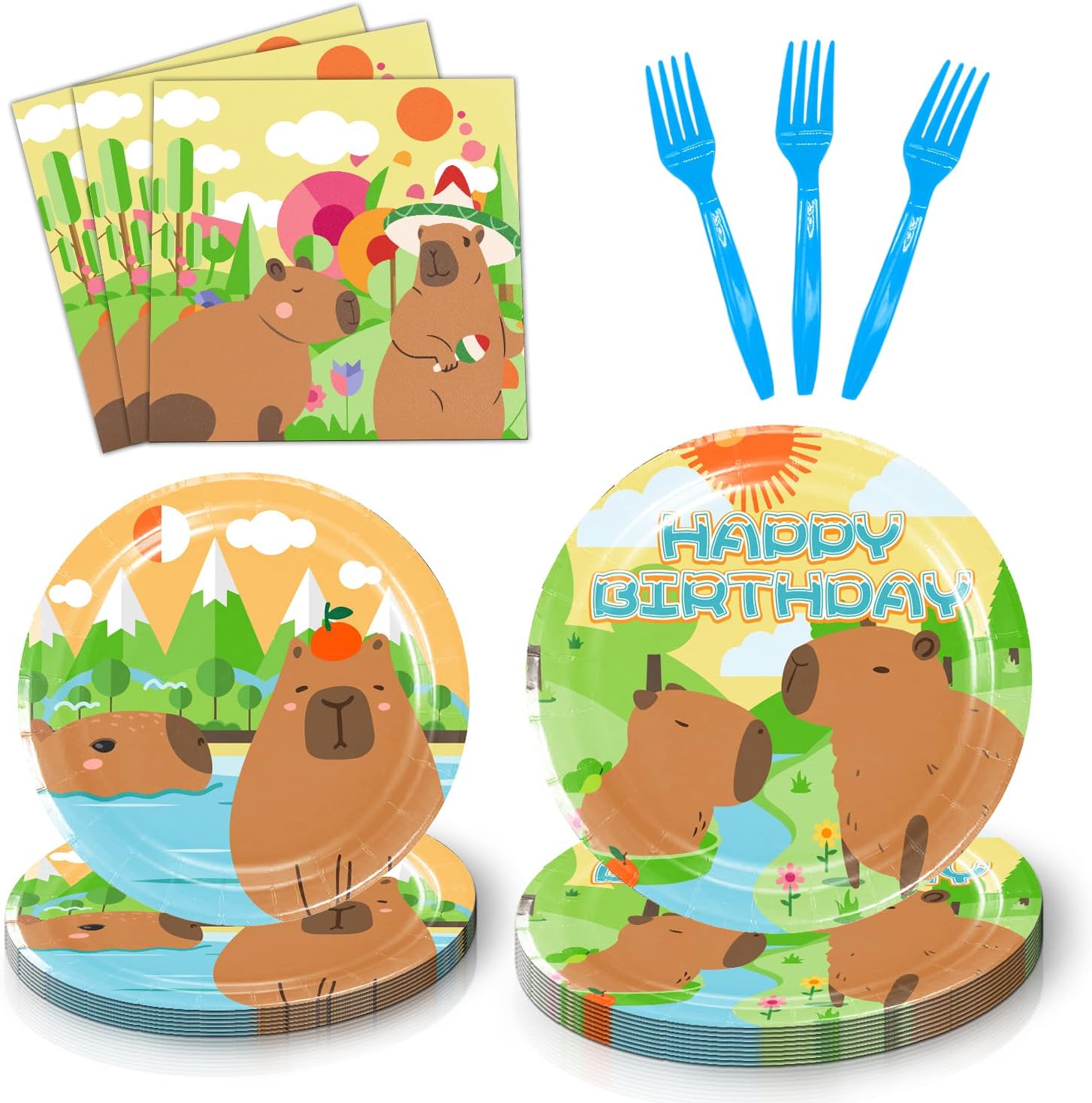 Amazon.com: Heidaman Capybara Birthday Decorations，Capybara Paper ...