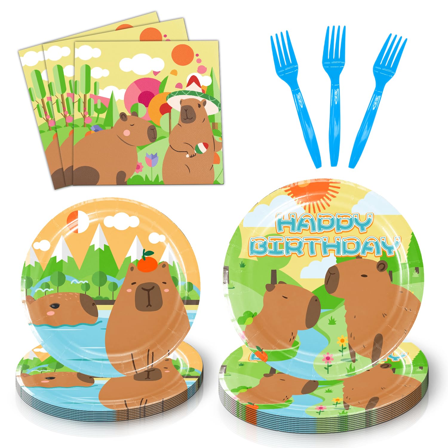 Amazon.com: Heidaman Capybara Birthday Decorations，Capybara Paper ...
