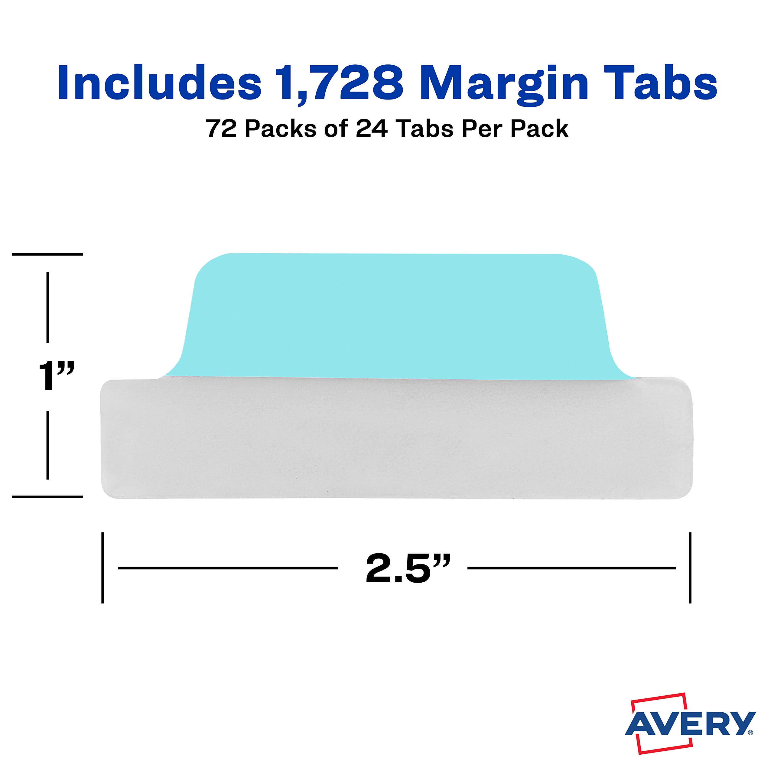 Buy Avery Margin Ultra Tabs, 2.5" x 1", 2-Side Writable, Pastel Colors ...