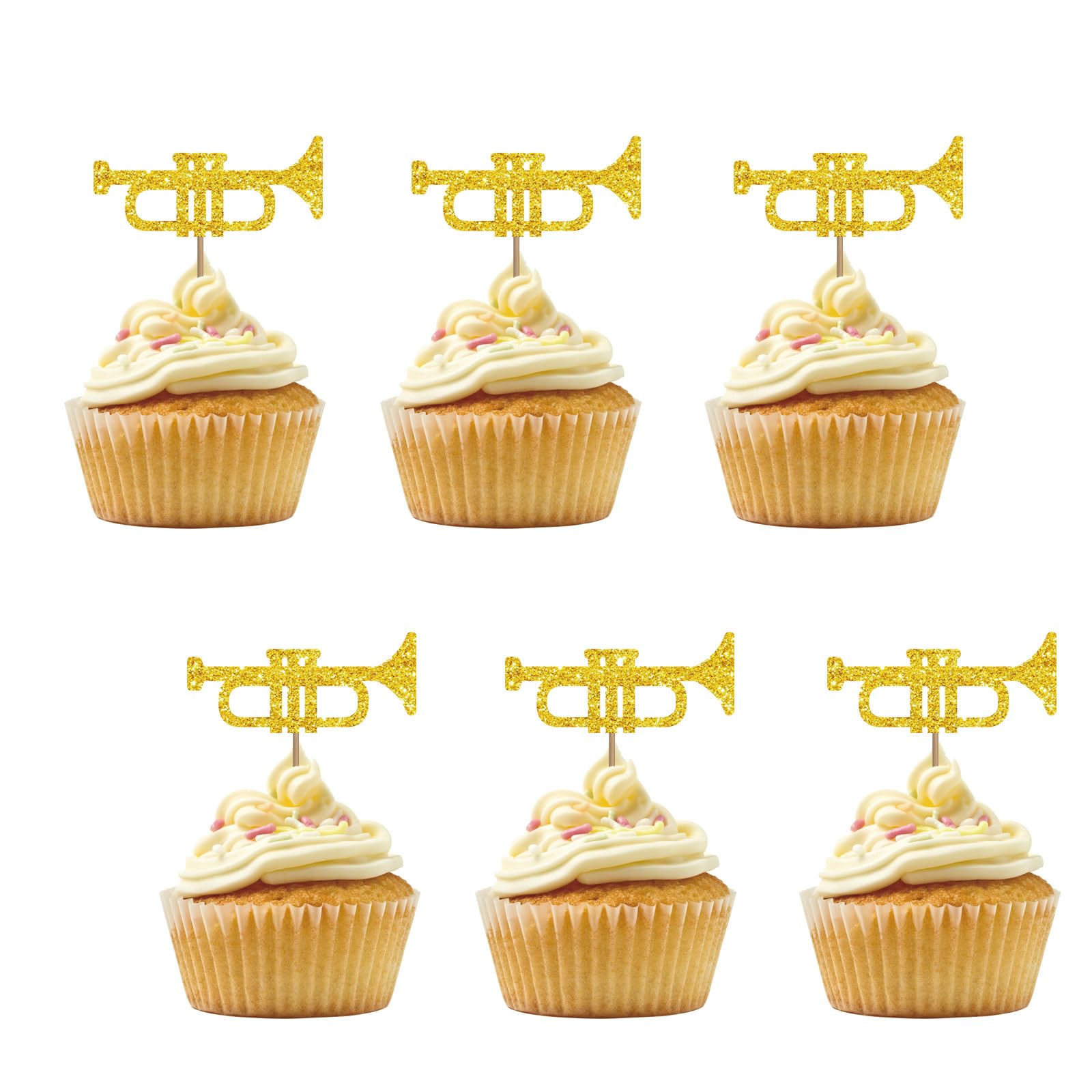 Amazon.com: Set of 24 Trumpet Cupcake Toppers for Music Theme Birthday ...