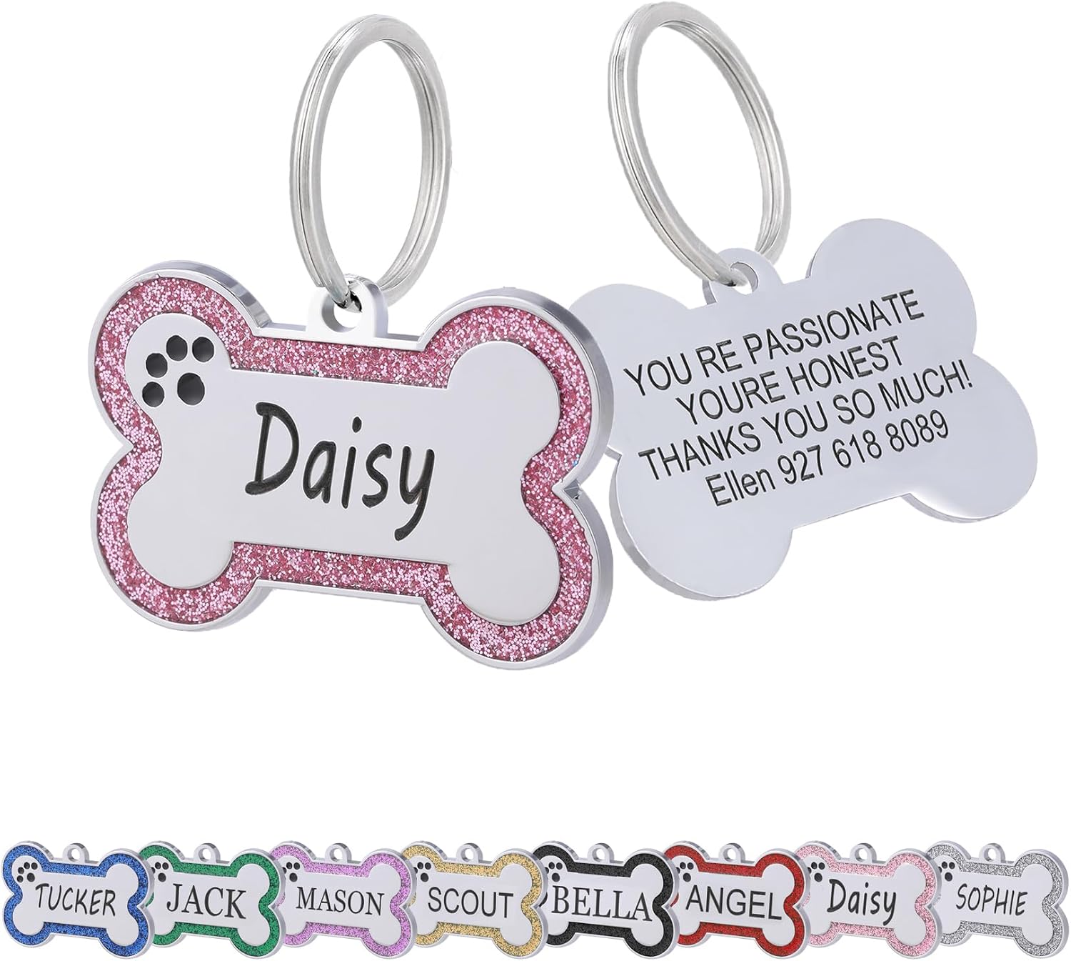 Amazon.com : Personalized Dog Tags - Stainless Steel Deep Engraved ...
