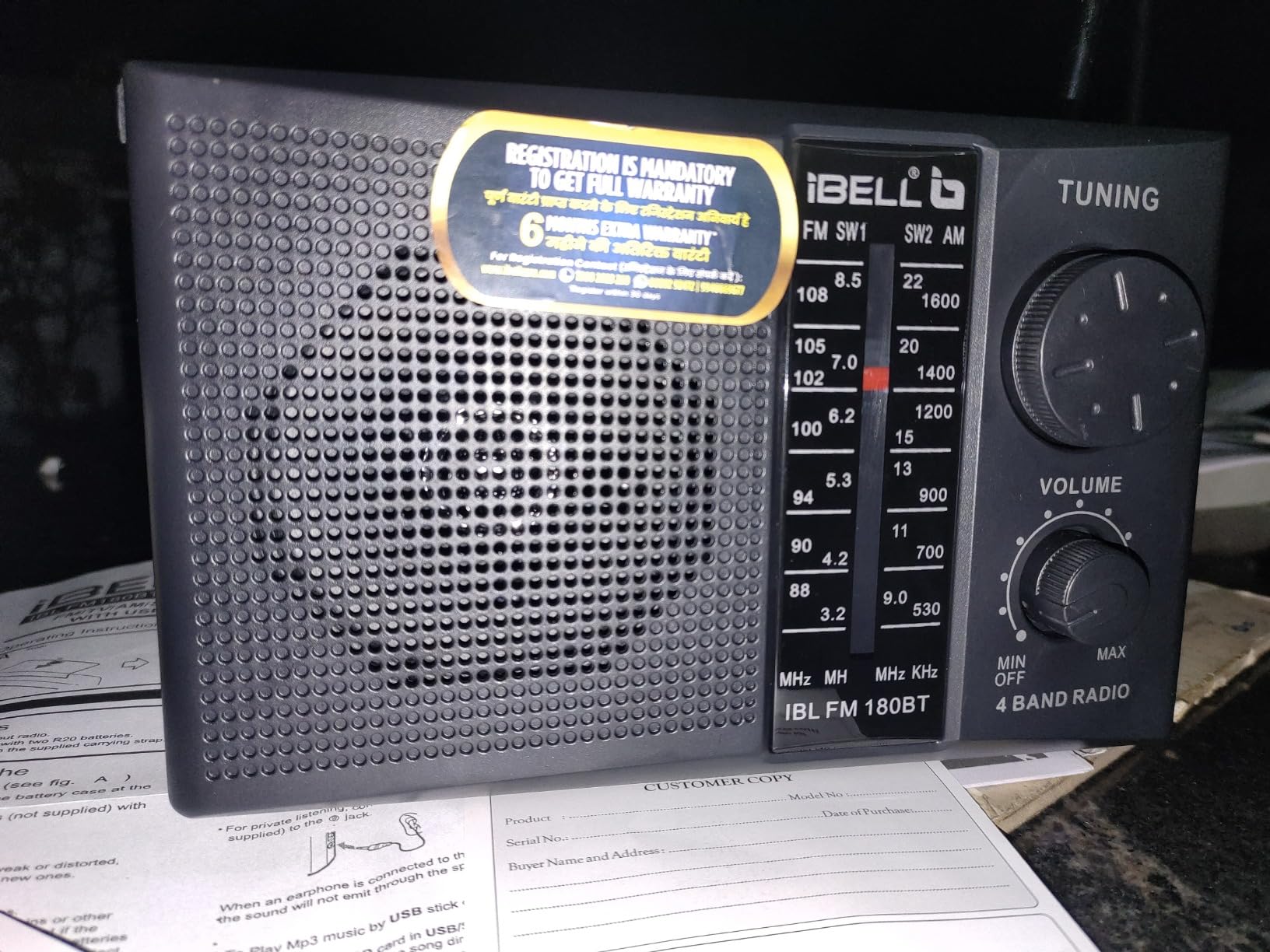 iBELL FM180BT Portable FM Radio with Bluetooth Speaker, USBSDMP3 Player ...