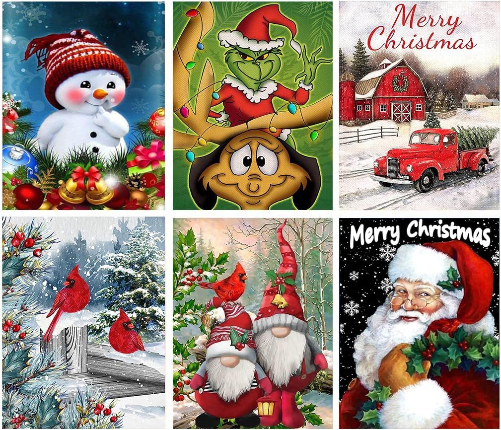 EmptyZ 6 Pack Christmas Diamond Painting Kits for Adults DIY 5D Full ...