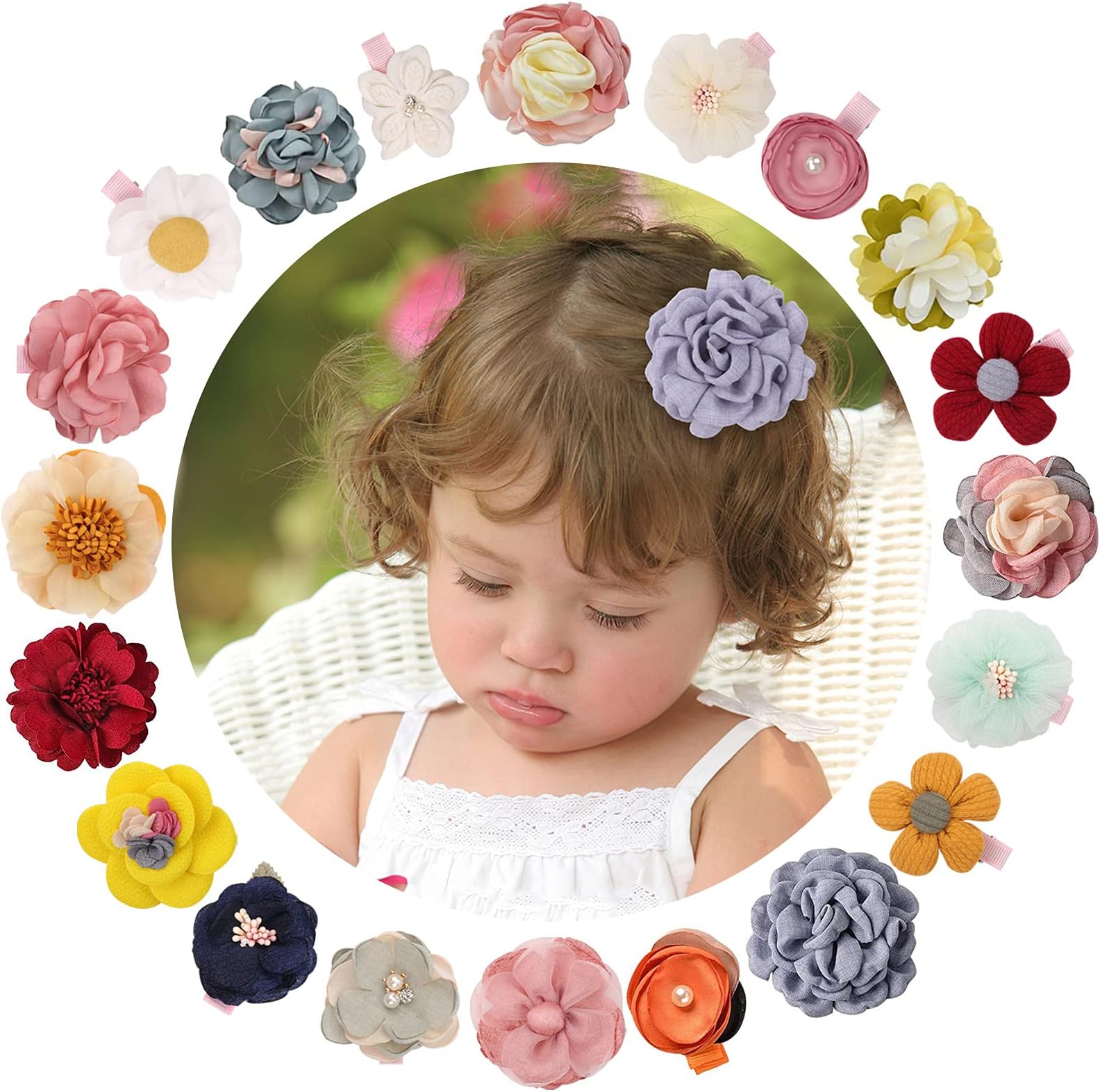 Amazon.com: QandSweet Girls' Hair Clips with Jeweled Flower Ms Brooch ...