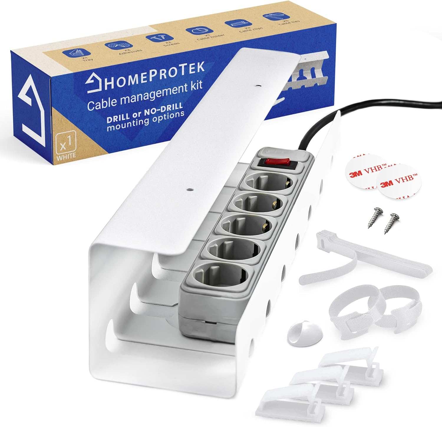Amazon.com: HOMEPROTEK Under Desk Cable Management Tray, Drill or No ...