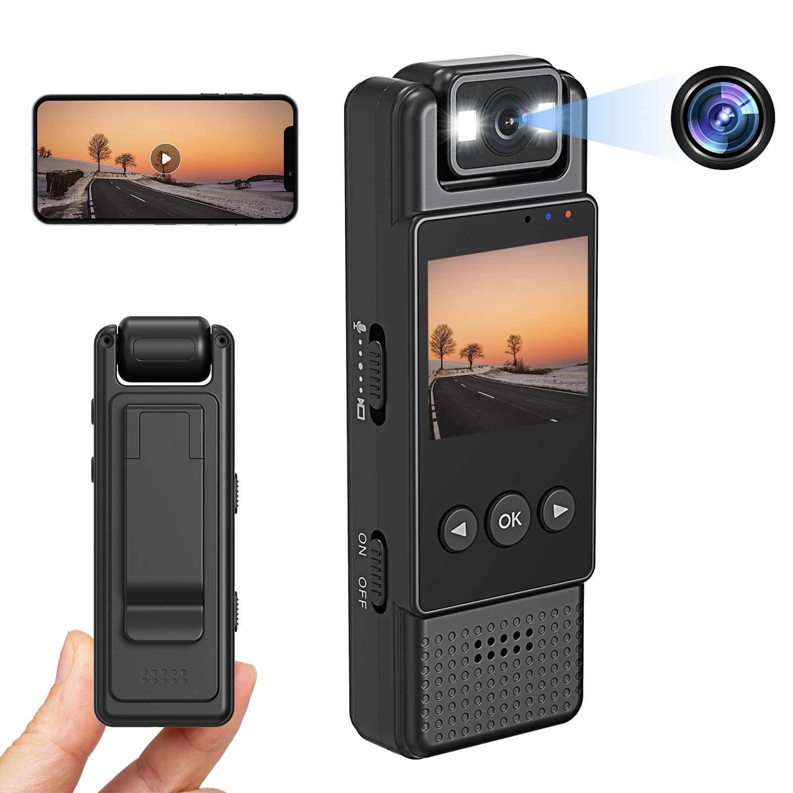 Amazon.com: Hoyaliro Body Camera WiFi Mini Hidden Camera with Audio ...