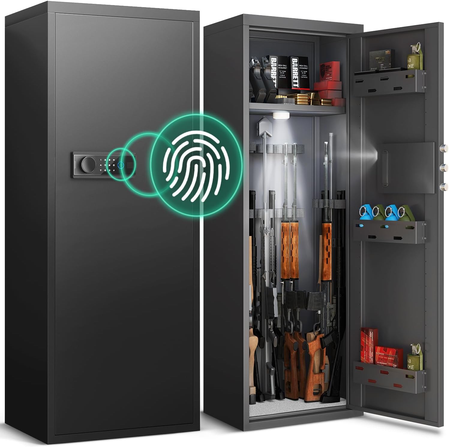 Amazon.com: RIFLEWELL 10-12 Rifle Gun Safe, Biometric Large Unassembled ...