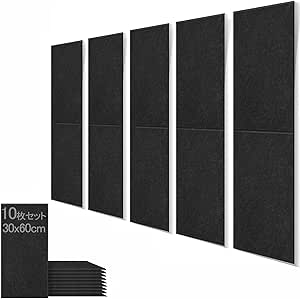 Amazon | Hopeholic 吸音パネル 吸音材 防音シート 接着剤付き 【30×60cm/10枚 施工面積1.8㎡】 防音材 吸音シート 防音壁 吸音ボード 高密度 軽量 部屋用 ...