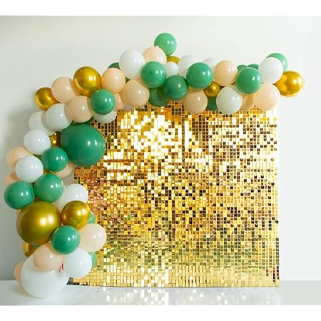 Amazon.com: Mocsicka Gold Shimmer Wall Backdrop, 24PCS Square Sequin ...