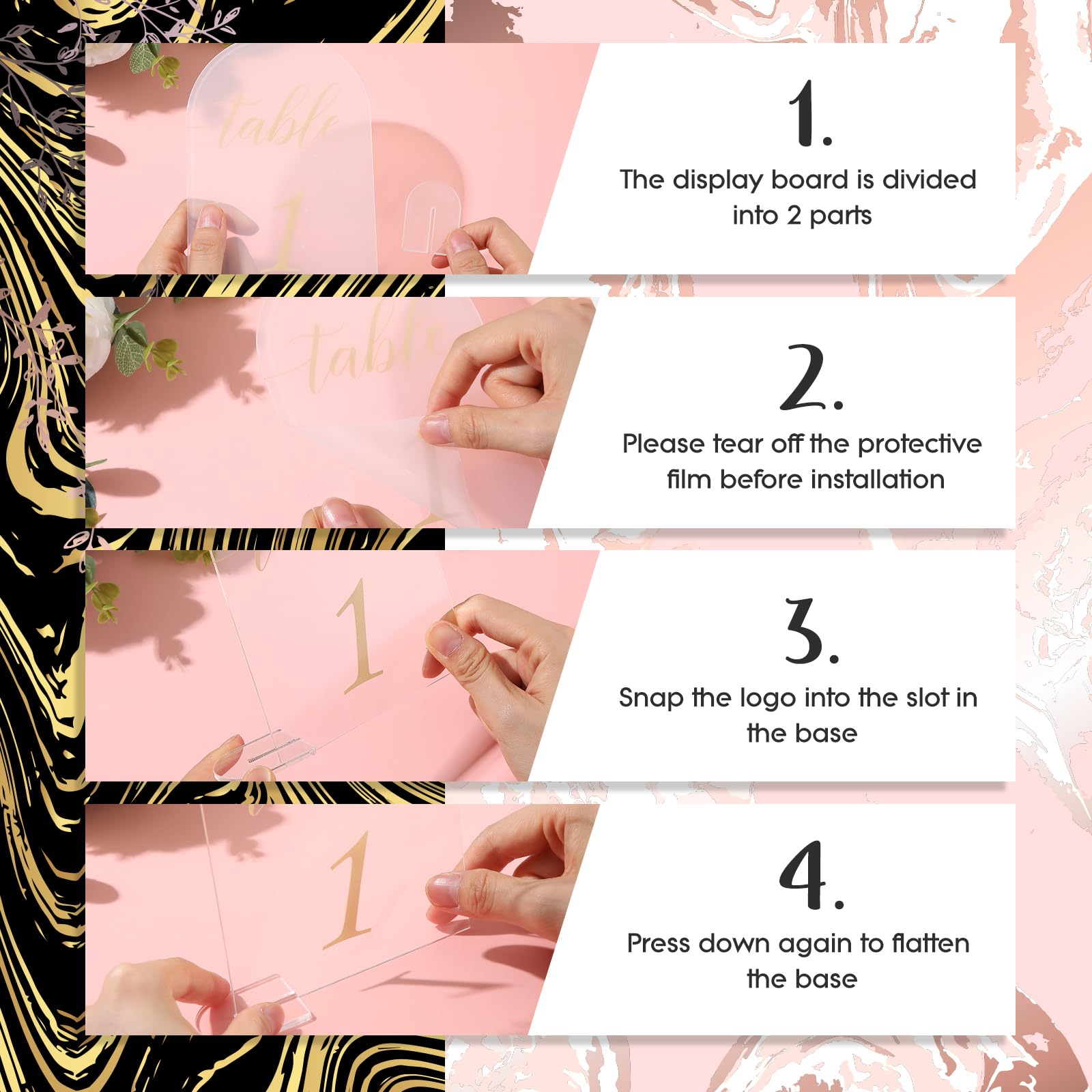 30 Sets Arch Acrylic Sign Gold Printed 1-30 Table Signs with Stands ...