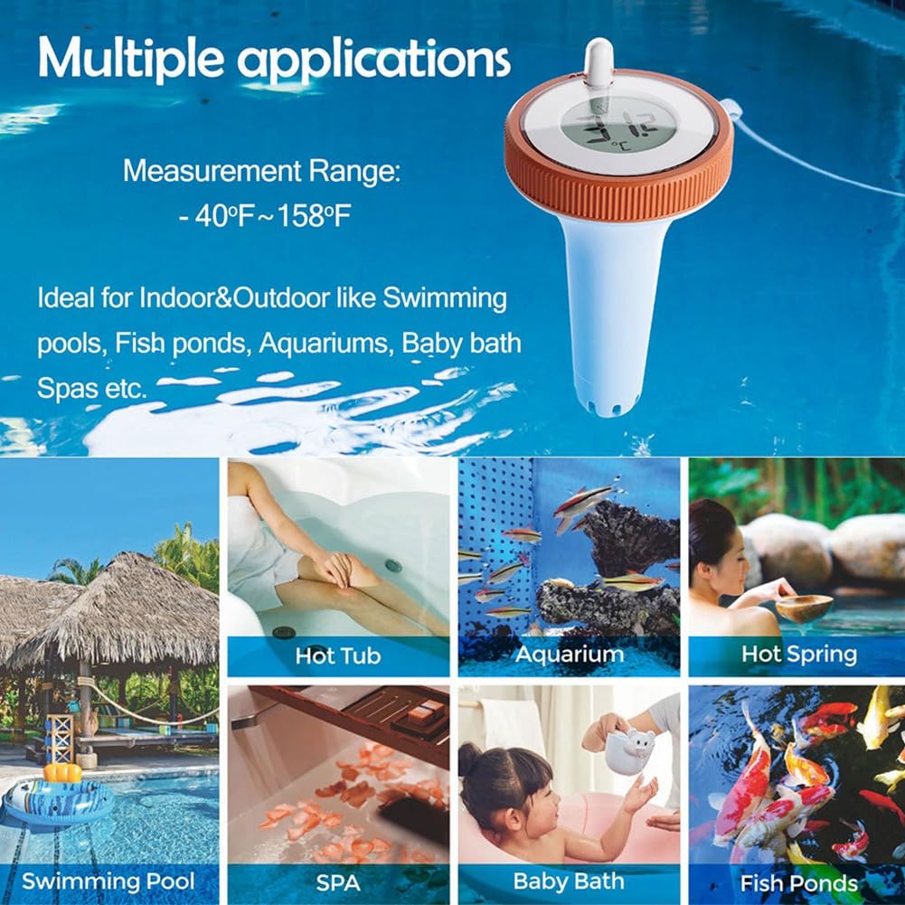 Pojedehy Pool Thermometer Wireless Floating Easy Read, Digital Pool ...
