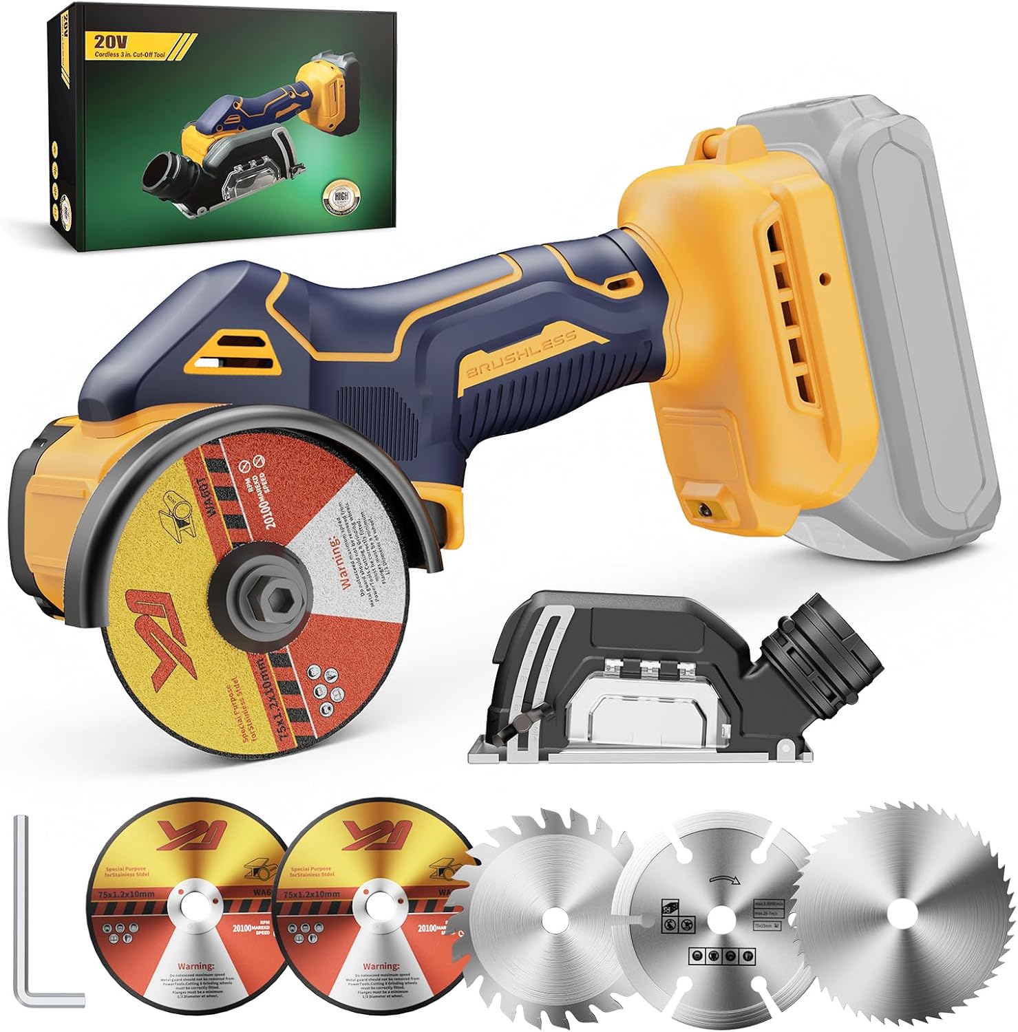 3 Inch Cordless Cut Off Tool for De-Walt 20V MAX Battery, Mini Circular ...