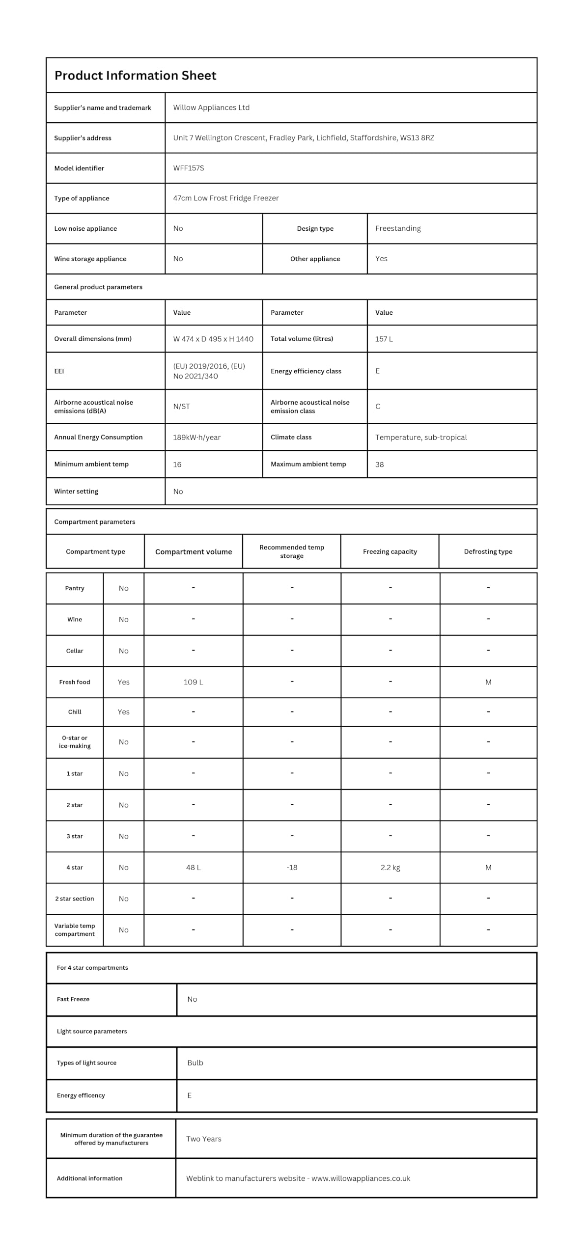 Russell Hobbs Fridge Freezer Low Frost Silver 60/40, 174 Total Capacity ...