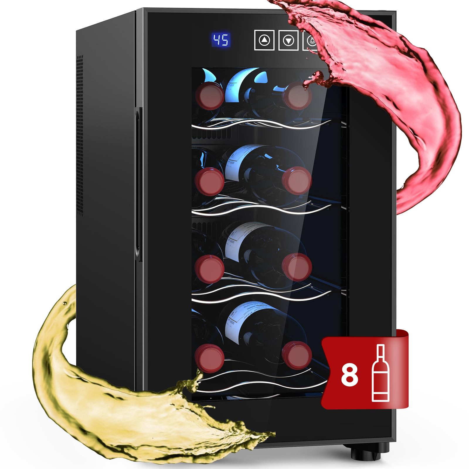 Amazon.com: Mojgar 8 Bottle Wine Cooler, Freestanding Wine Fridge with ...