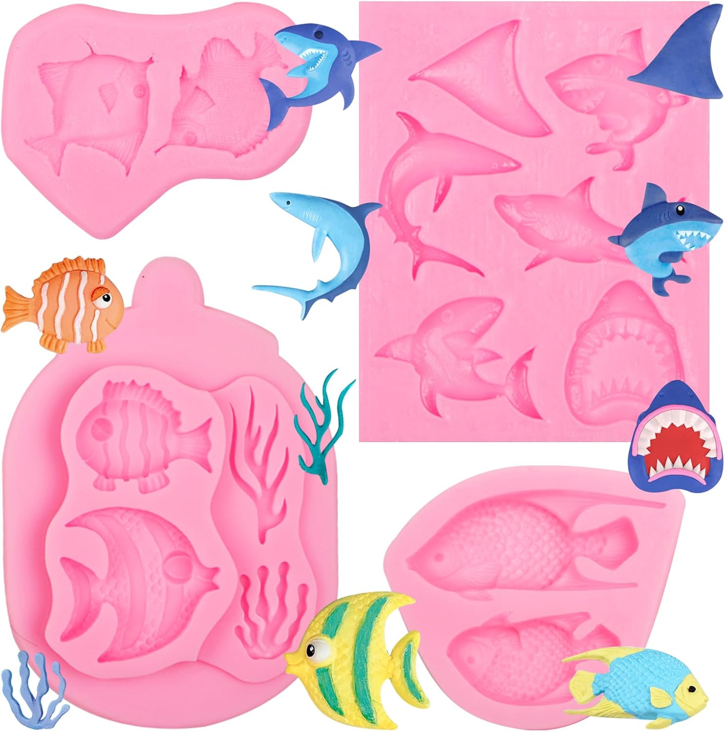 Amazon.com: Fish Chocolate Molds, Marine Shark Fish Coral Silicone ...