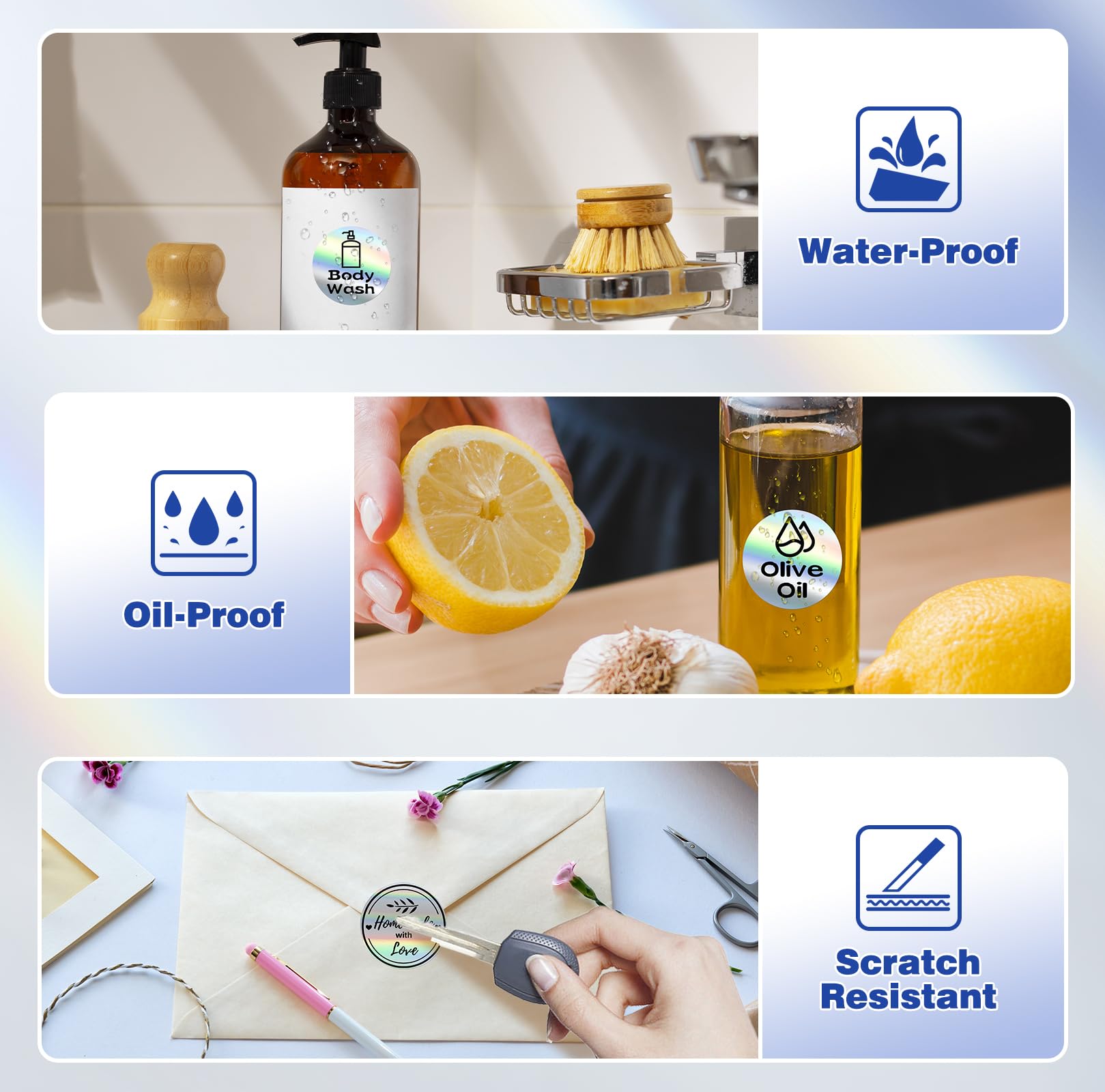 Snapklik.com : 2 Circle Thermal Labels, Holographic Sliver 400pcs Round ...