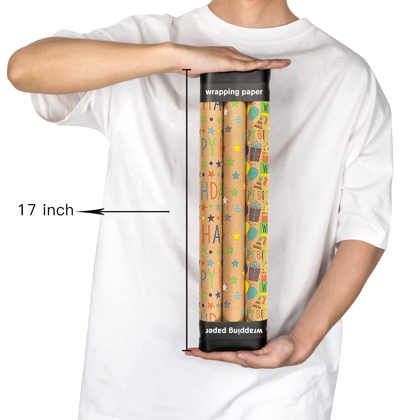 Snapklik.com : MAYPLUSS Kraft Birthday Wrapping Paper Roll - Mini Roll ...
