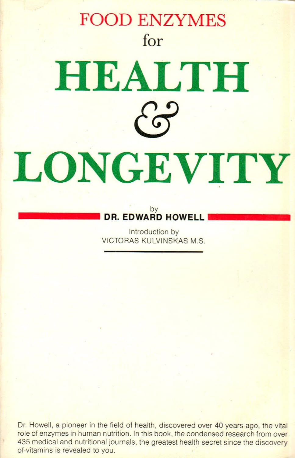 Food Enzymes for Health and Longevity: Howell, Edward: Amazon.com: Books