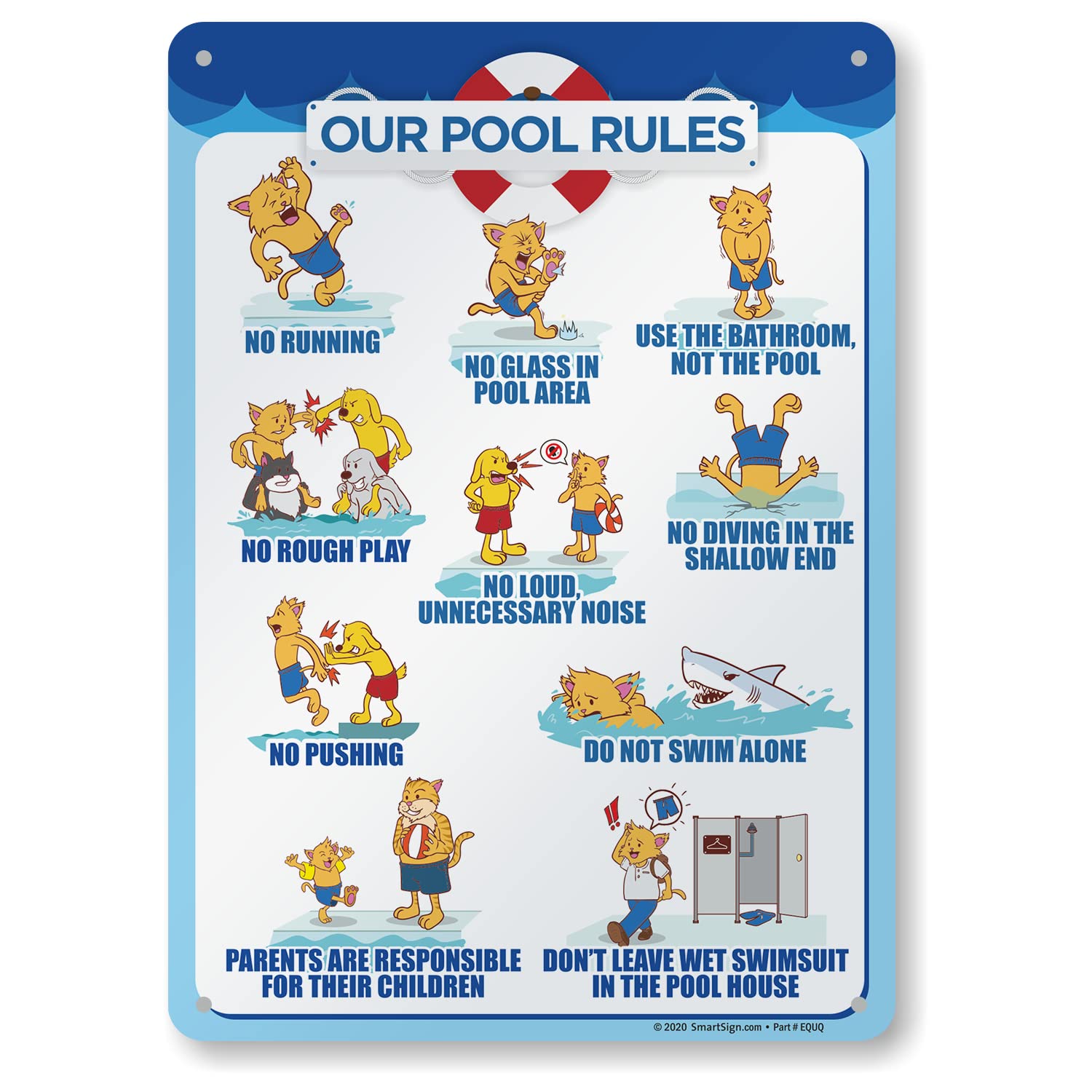 Snapklik.com : 14 X 10 Inch Our Pool Rules - No Running, No Glass In ...